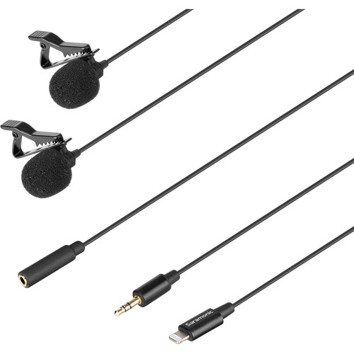 SARAMONIC LAVMICRO U1C 6 METER LAVALIER MICROPHONE WITH DETACHABLE LIGHTNING CONNECTOR AND 2 MIC ...