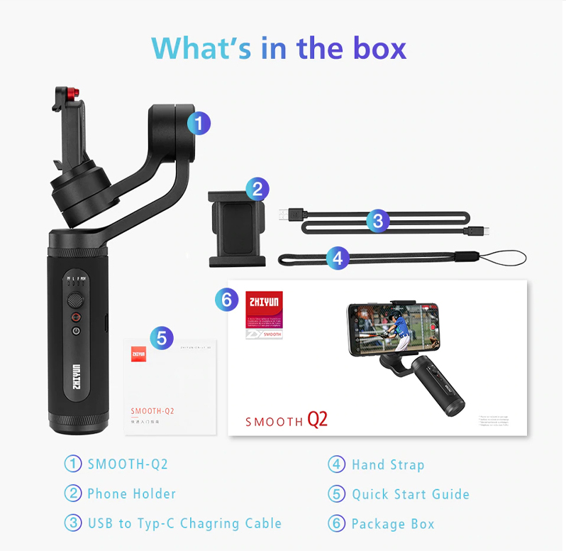 Zhiyun-Tech Smooth-Q2 Smartphone Gimbal Stabilizer – Curven Store