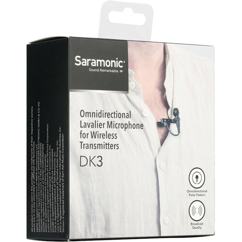 Saramonic DK3A Premium Omnidirectional Lavalier Microphone for Saramonic, Rode, Sennheiser ...