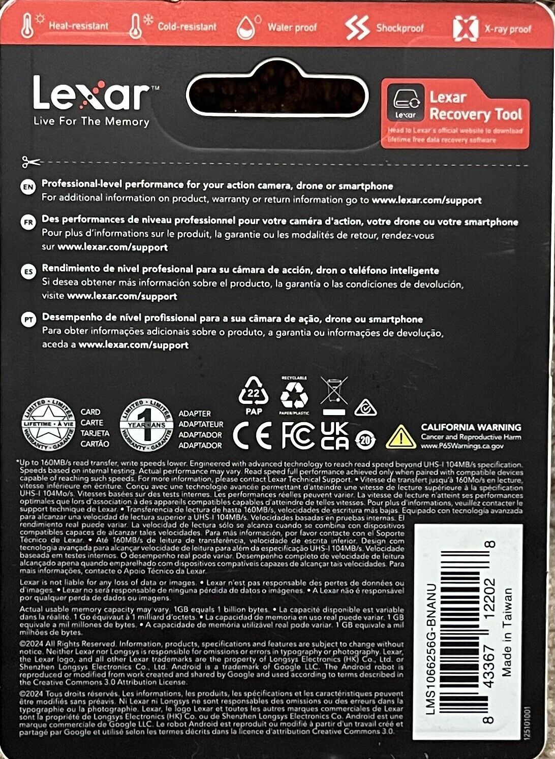 LEXAR HIGH-PERFORMANCE 1066X MICROSDXC UHS-I 128GB MEMORY CARD 160MB/S ...